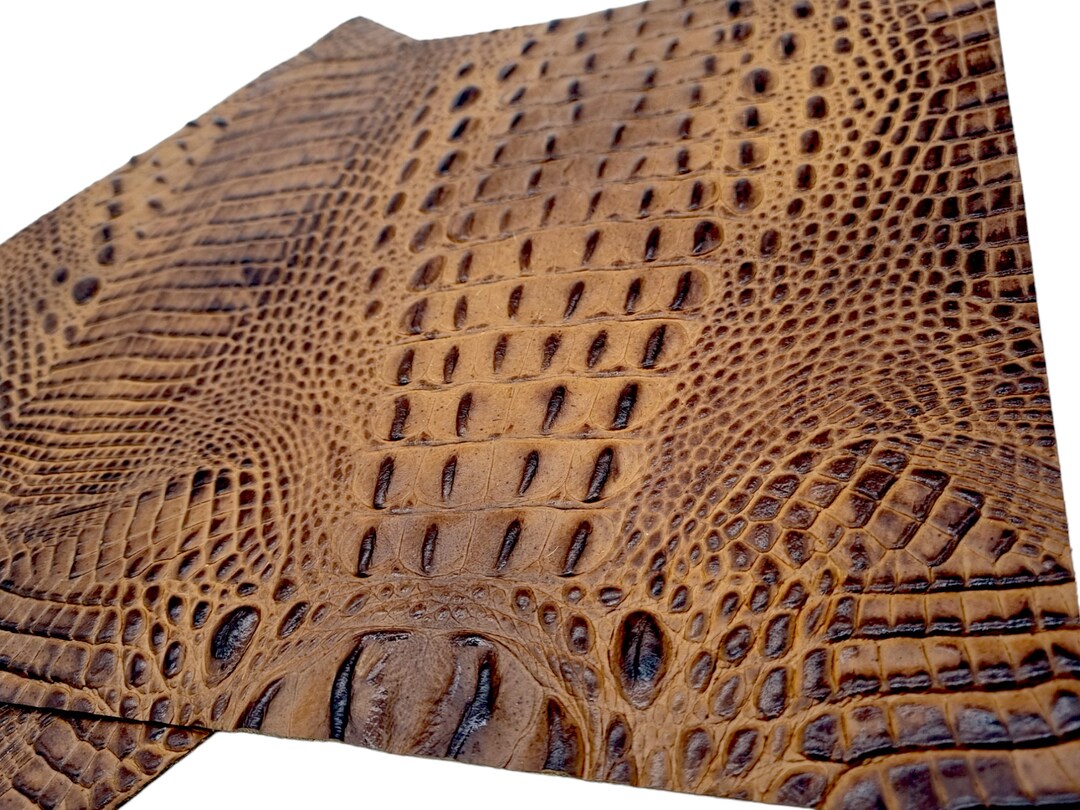 Genuine Leather Embossed Crocodile 'look' Leather Tan Crocodile Croc ...