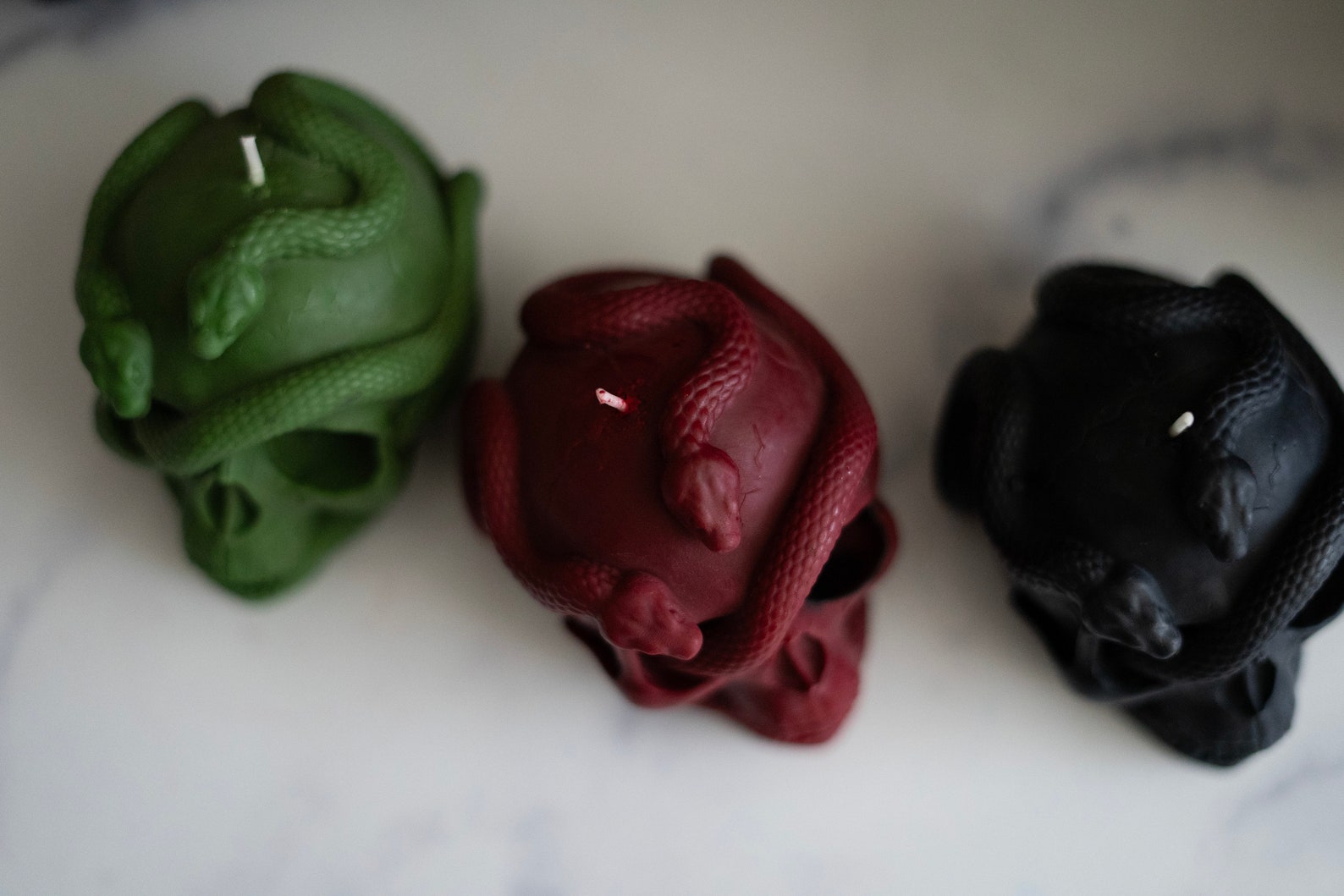 Skull With Snakes Candle, Home Decor, Halloween Skull Candle, Halloween ...