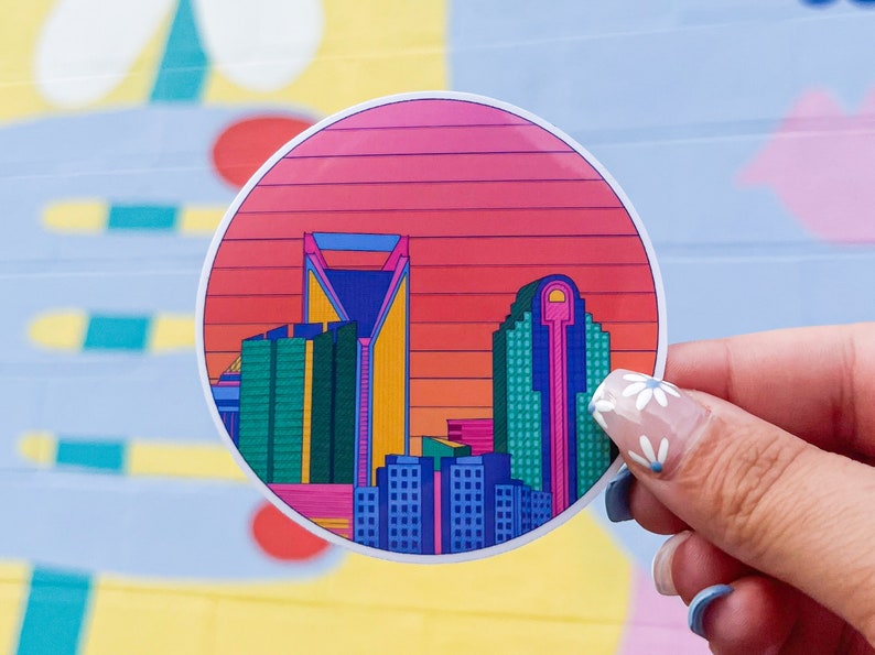 Charlotte Skyline Sticker | Retro Style Stickers | North Carolina ...