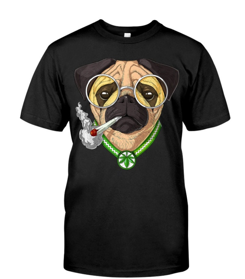 Pug Dog Smoking Weed Stoner Cannabis Mar 2 Classic T-shirt - Etsy