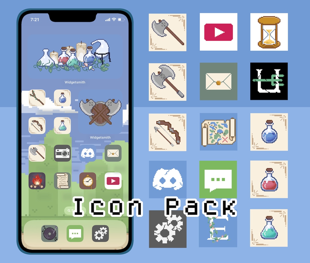 60 App Icon Pack | RPG Pixel Inspired | IOS App Icons | Digital ...