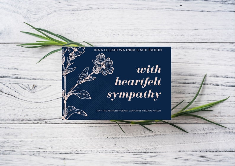 Muslim Sympathy Card Islamic Bereavement Card Islamic Greeting Card ...