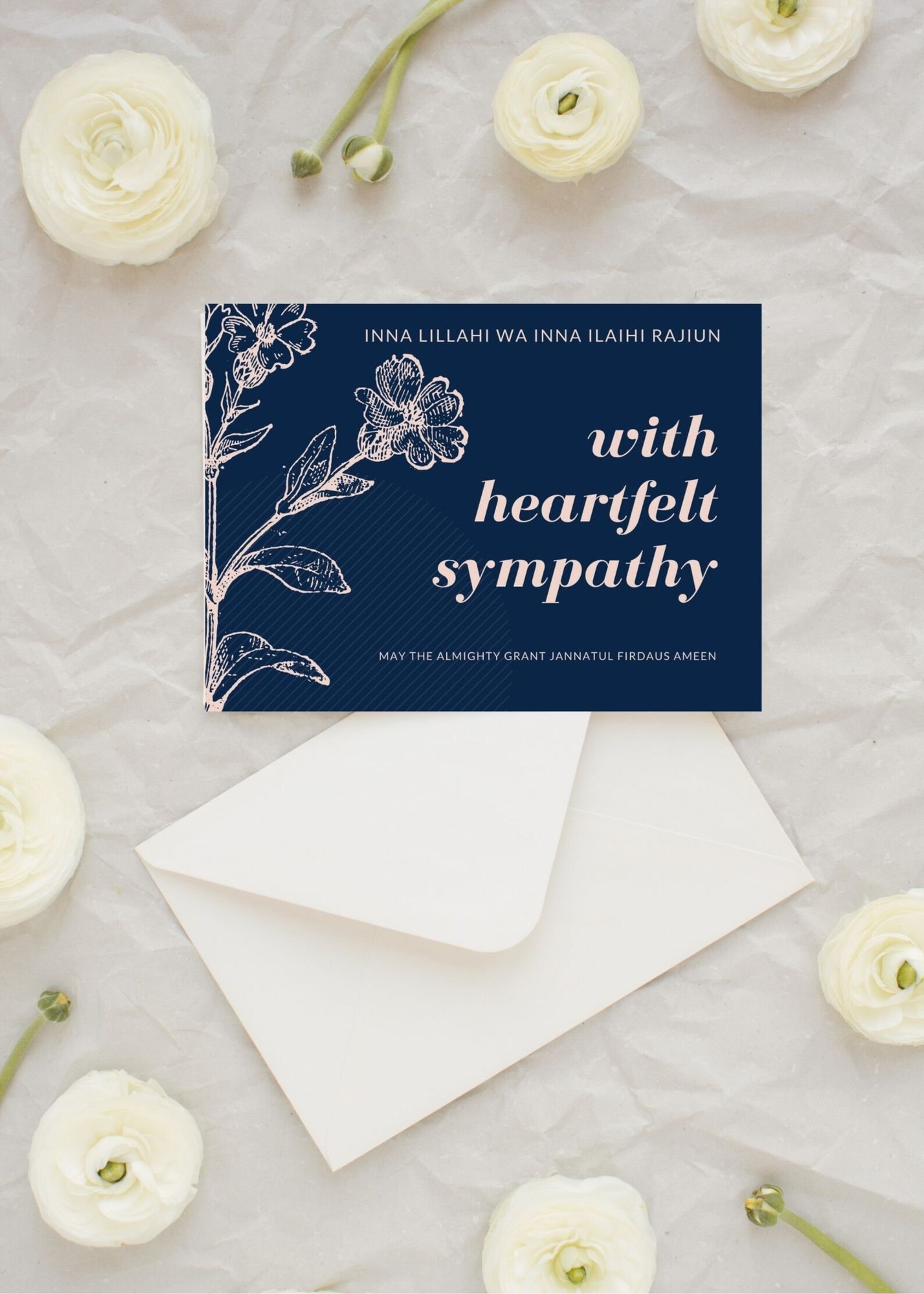 Muslim Sympathy Card Islamic Bereavement Card Islamic - Etsy