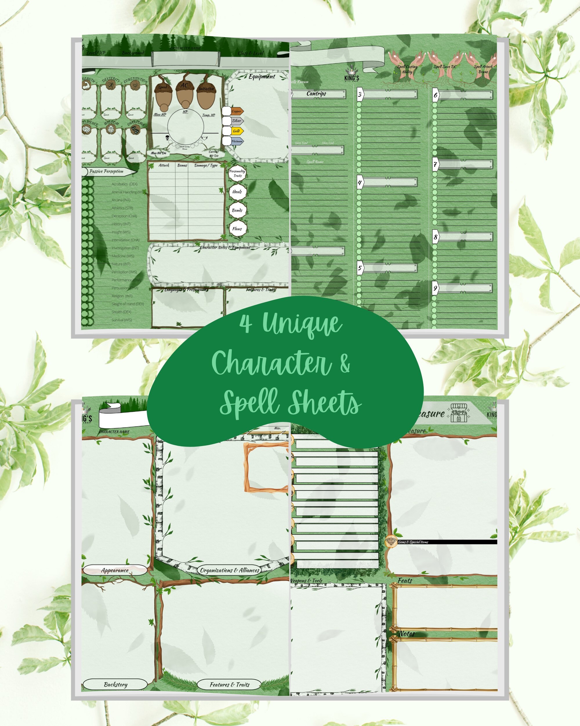 Forest Dnd 5e Character Sheet Dungeons and Dragons PDF - Etsy