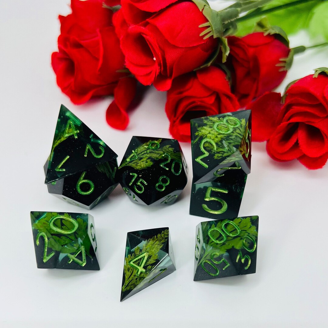 Apothecary 7 Piece Handmade Sharp Edge Dice Set Crystal D4 Dnd Dice ...