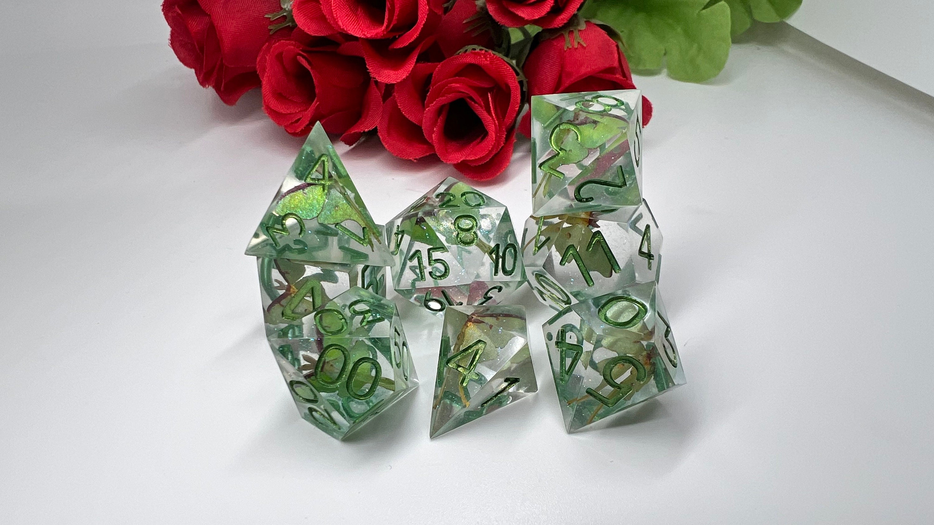 Lunar Moth 7 Piece Handmade Sharp Edge Dice Set Crystal D4 - Etsy