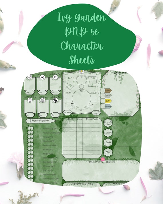 Ivy Garden Dnd 5e Character Sheet Dungeons and Dragons PDF - Etsy Canada