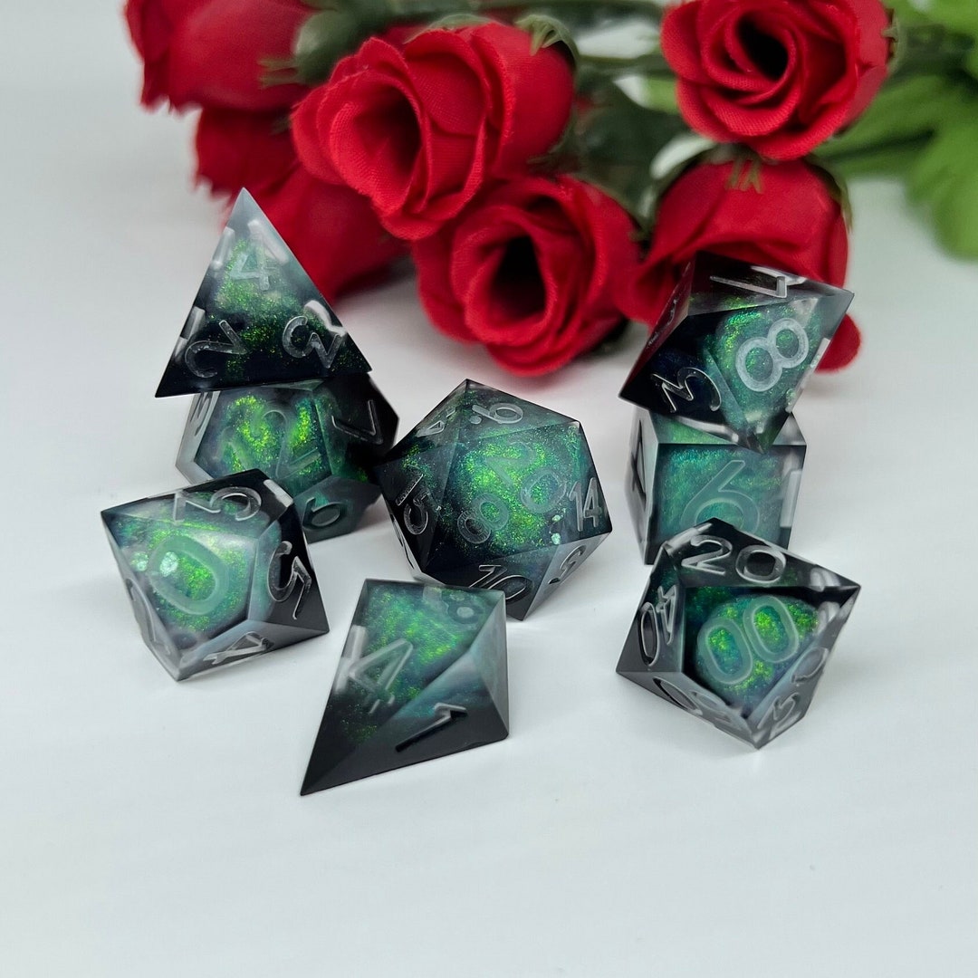 Northern Lights 7 Piece Handmade Sharp Edge Dice Set Crystal D4 - Etsy