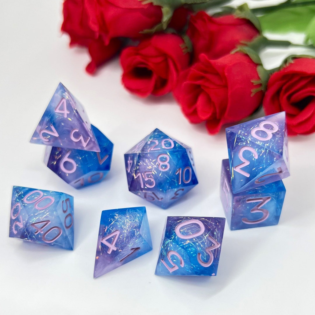 Galaxy 7 Piece Handmade Sharp Edge Dice Set Crystal D4 - Etsy