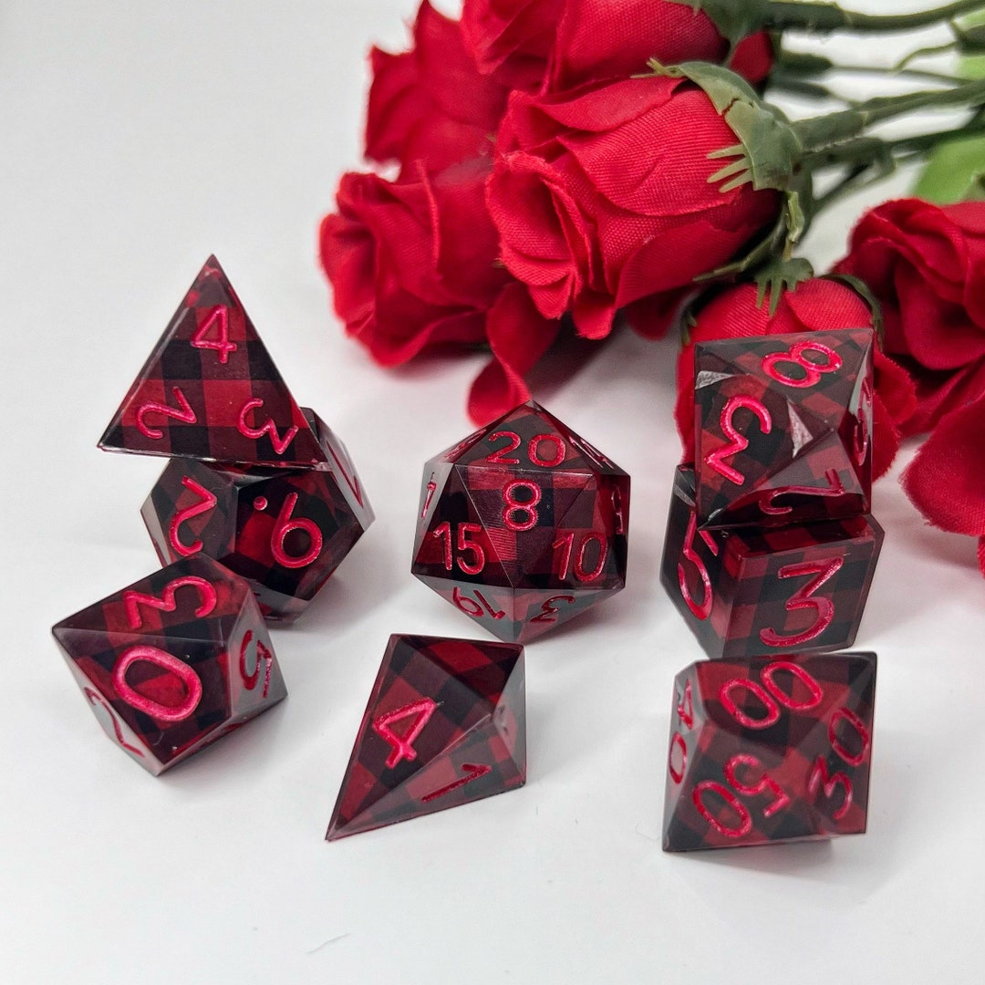 Buffalo Plaid 7 Piece Handmade Sharp Edge Dice Set Crystal - Etsy