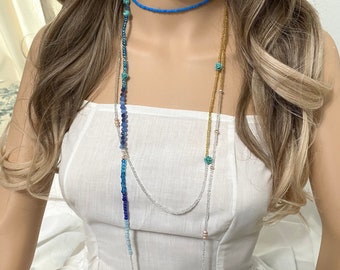 Pearl Blue Howlite Necklace - Etsy