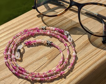 Pink Beaded Glasses Chain - Etsy UK