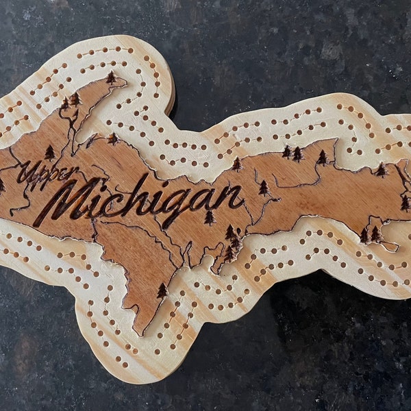 Upper Peninsula Michigan Cribbage Board - Etsy