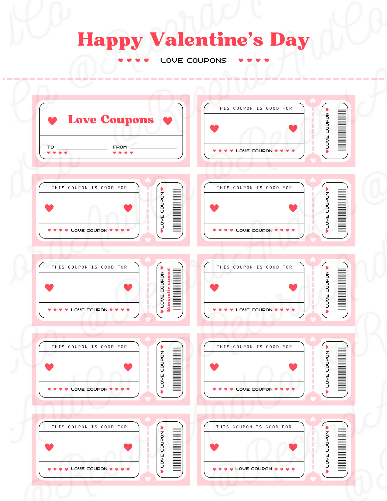 Editable Valentines Love Coupons Love Vouchers for Her or Him | Fun ...