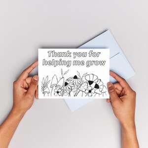 Teacher Appreciation Card, Thank You Coloring Cards, Printable End of ...
