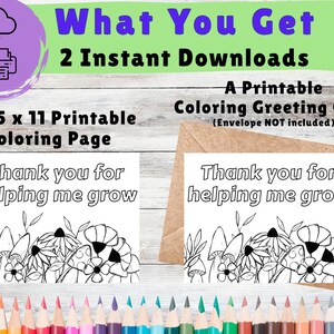 Teacher Appreciation Card, Thank You Coloring Cards, Printable End of ...