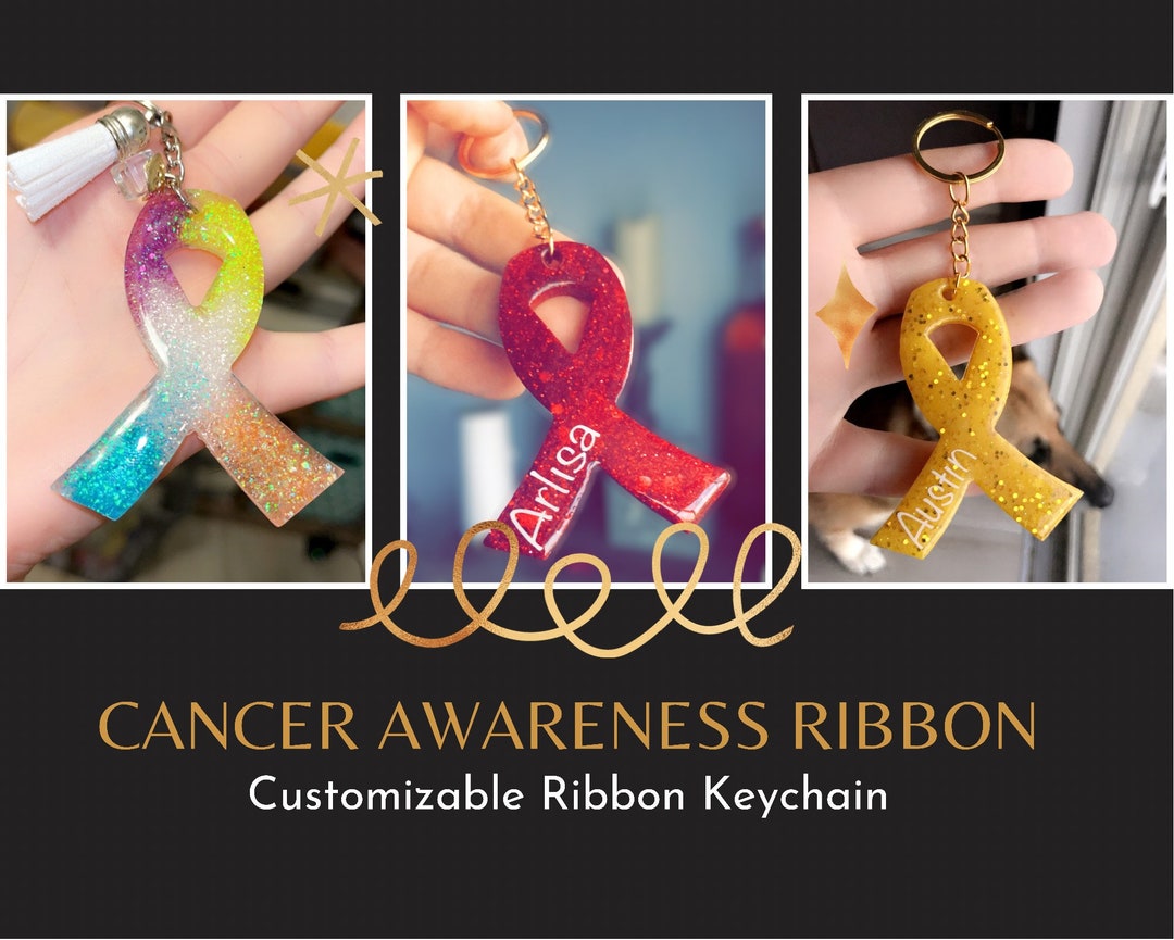 Cancer Awareness Keychain/ Custom Glitter Ribbon Keychain, Cancer ...