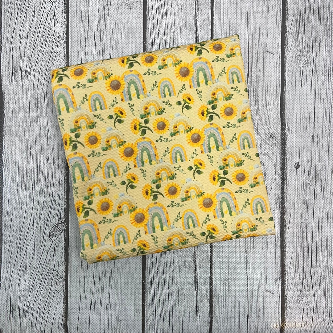 Made to Order Bullet, DBP, Velvet and Rib Knit Fabric Sunflower Rainbow ...