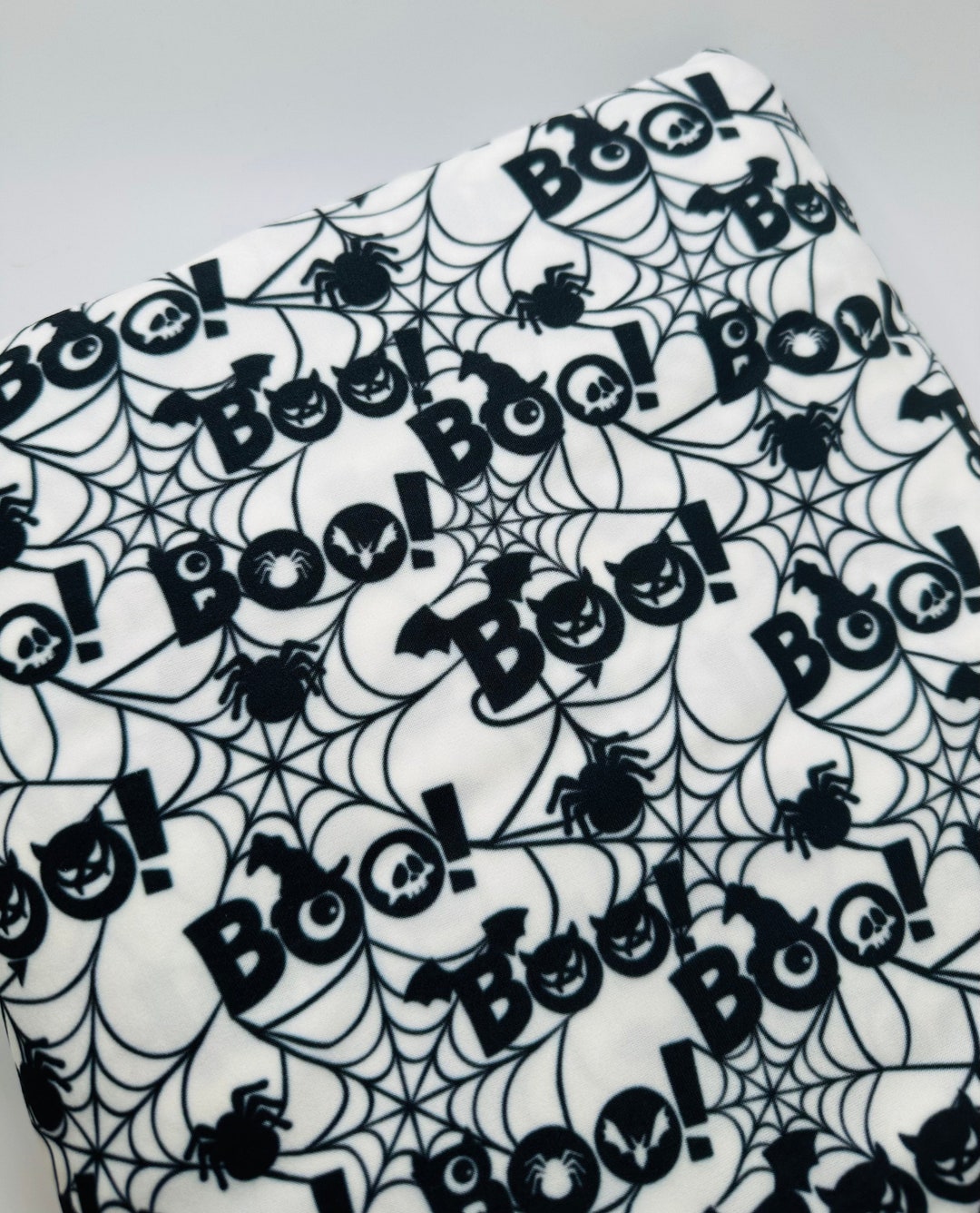 Ready to Ship DBP Knit Fabric Black and White Boo Halloween - Etsy