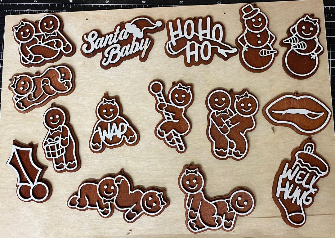 Naughty Gingerbread Baubles, Funny Tree Decorations, Adult Christmas ...