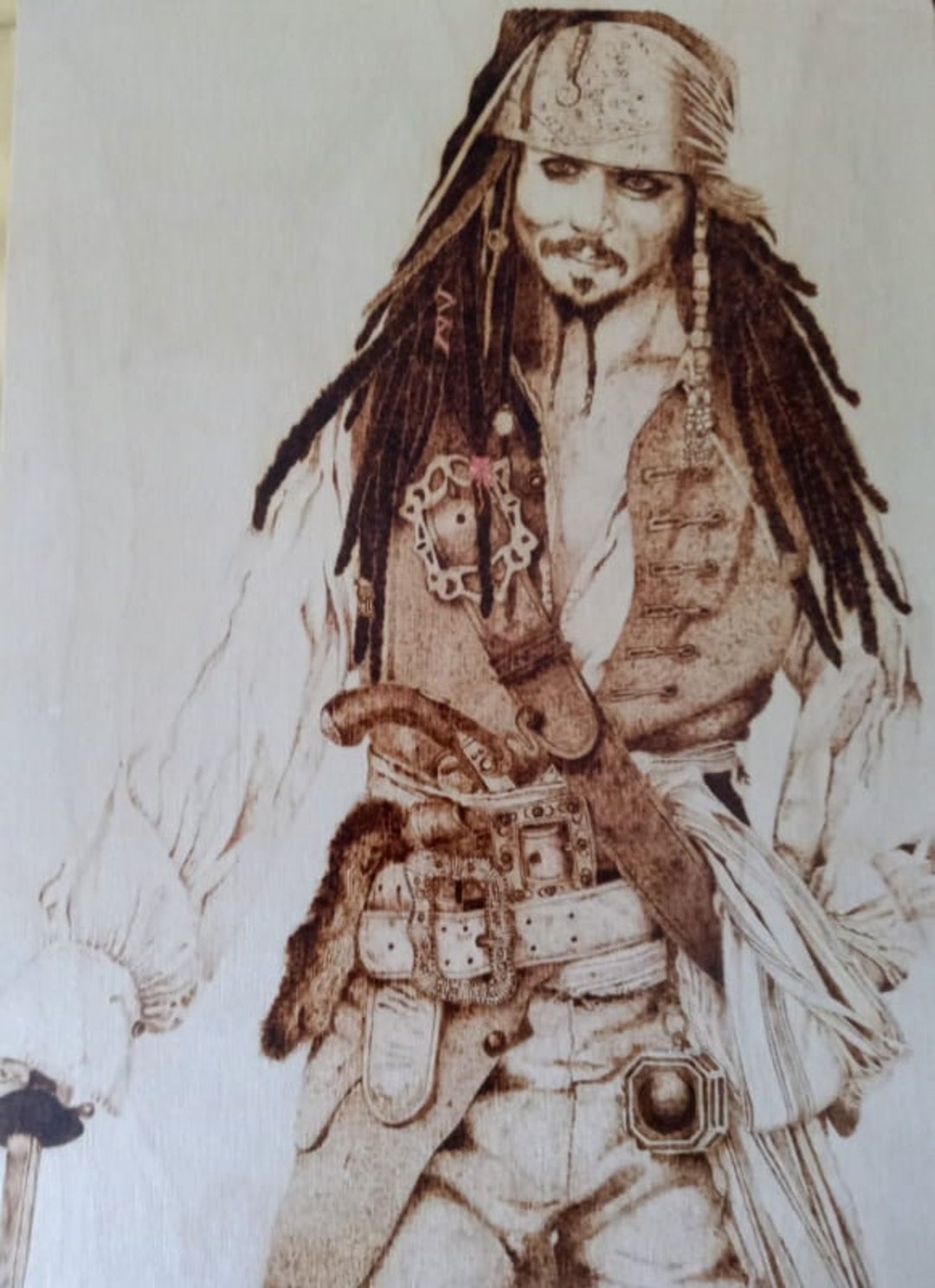 1 Hand Made Pyrography Picture Made by Me of Johny Depp as Captain Jack ...