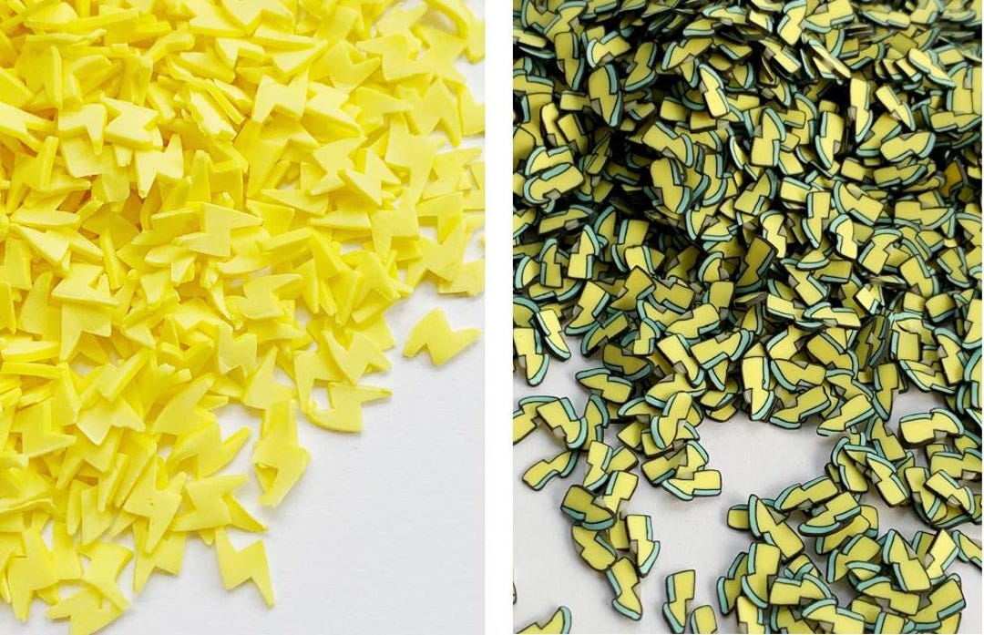 Yellow Lightning Bolt Polymer Clay Slices: Craft DIY Sprinkles - Etsy