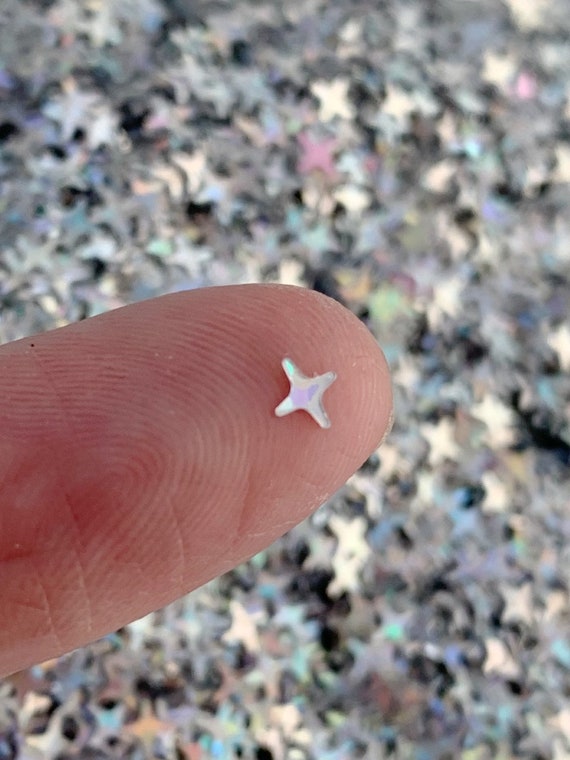 Silver 4 Point Star Stars Glitter Party Confetti Decoden | Etsy