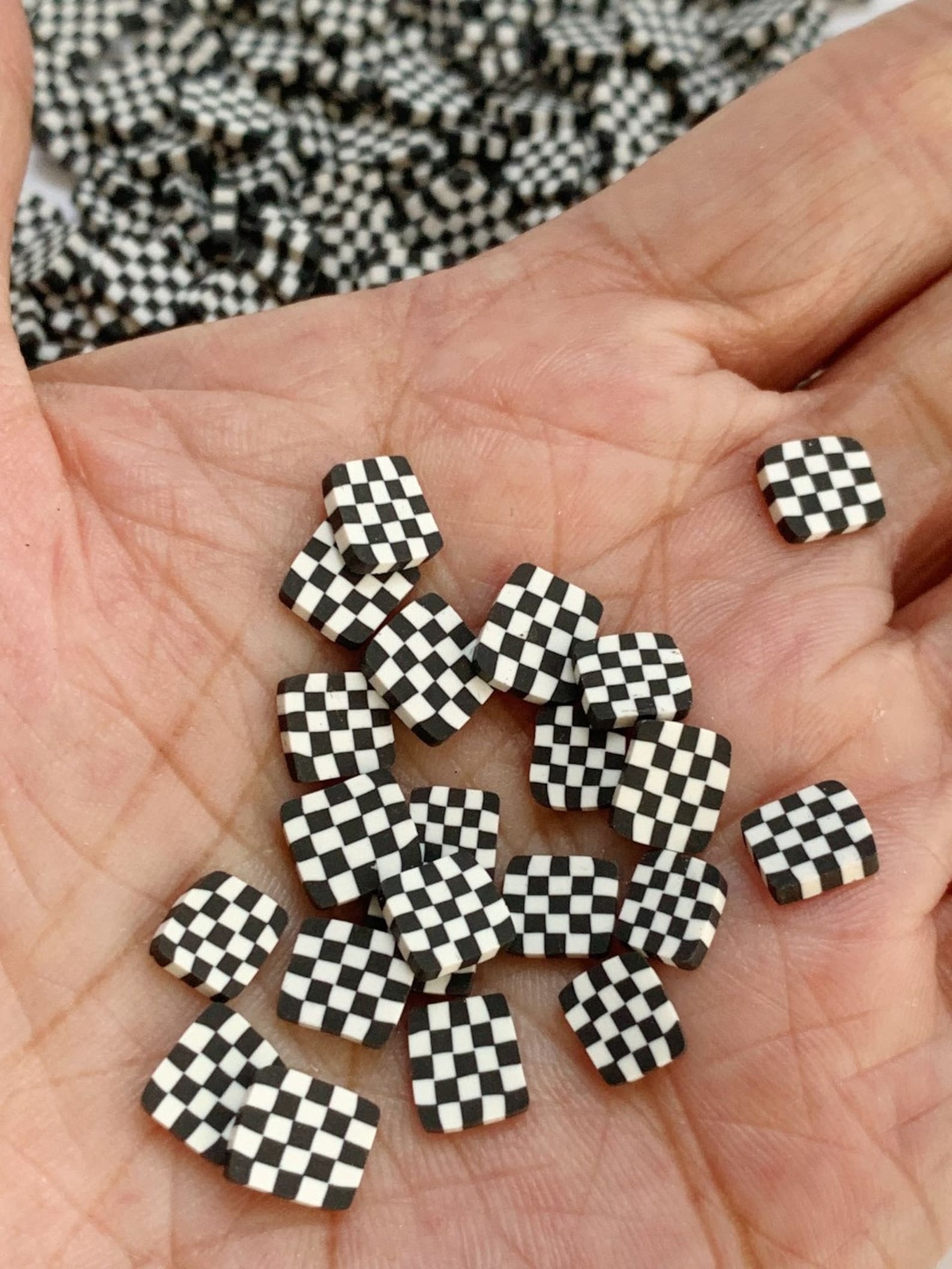 Polymer Clay Large Checkerboard Cane Slices Fake Sprinkles - Etsy