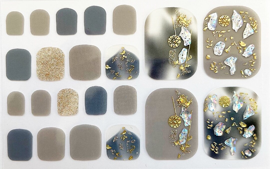 Gray Charms Toe Nail Sticker Self-adhesive Glitter Toe Nails Manicure ...