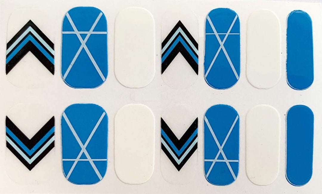 Blue & White Abstract Nail Polish Strips / Nail Wraps - Etsy