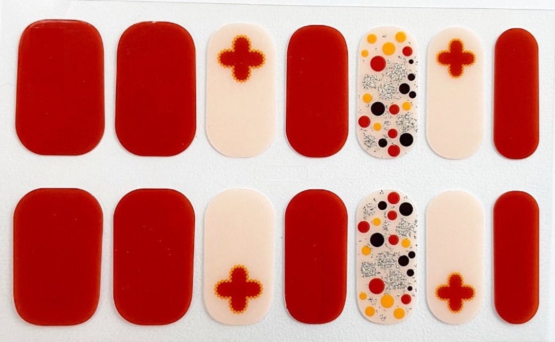Red Dots Cross Glimmer Nail Polish Strips / Nail Wraps / Nail Decals ...