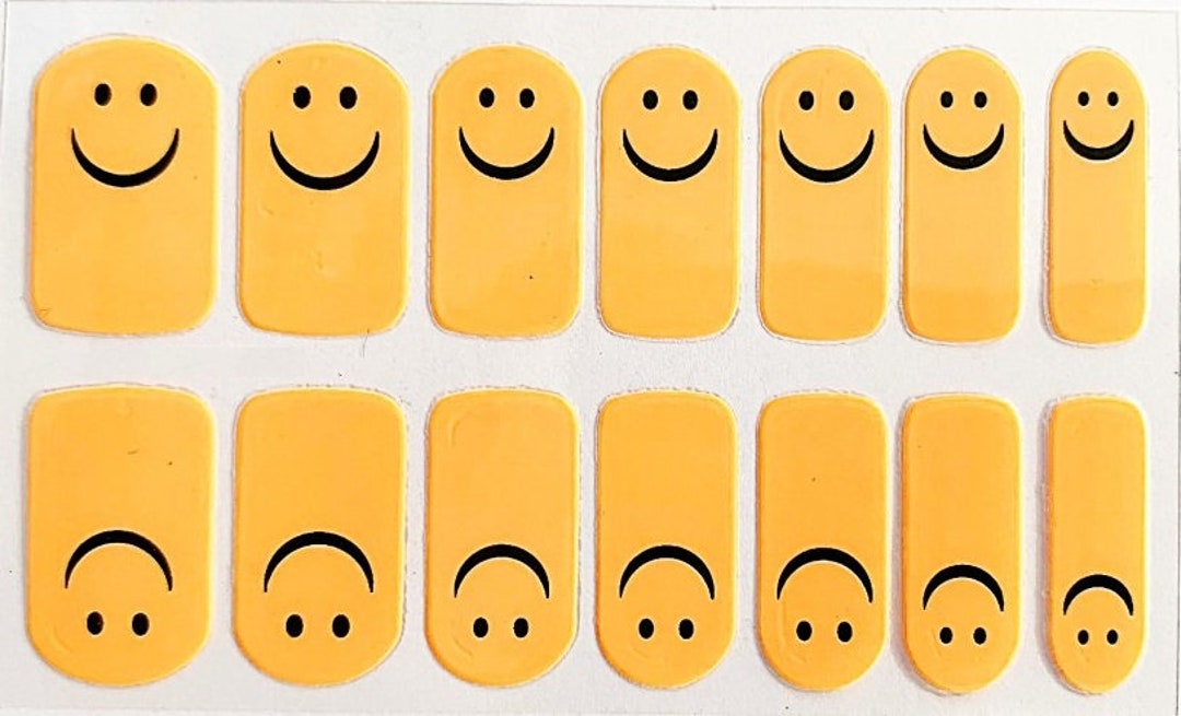 Yellow Smiley Face Nail Polish Strips / Nail Wraps - Etsy