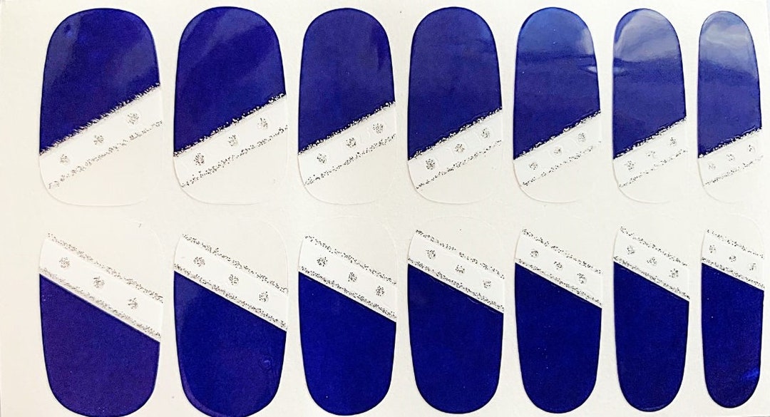 Blue White French Tips Nail Polish Strips / Nail Wraps / Nail Decals ...