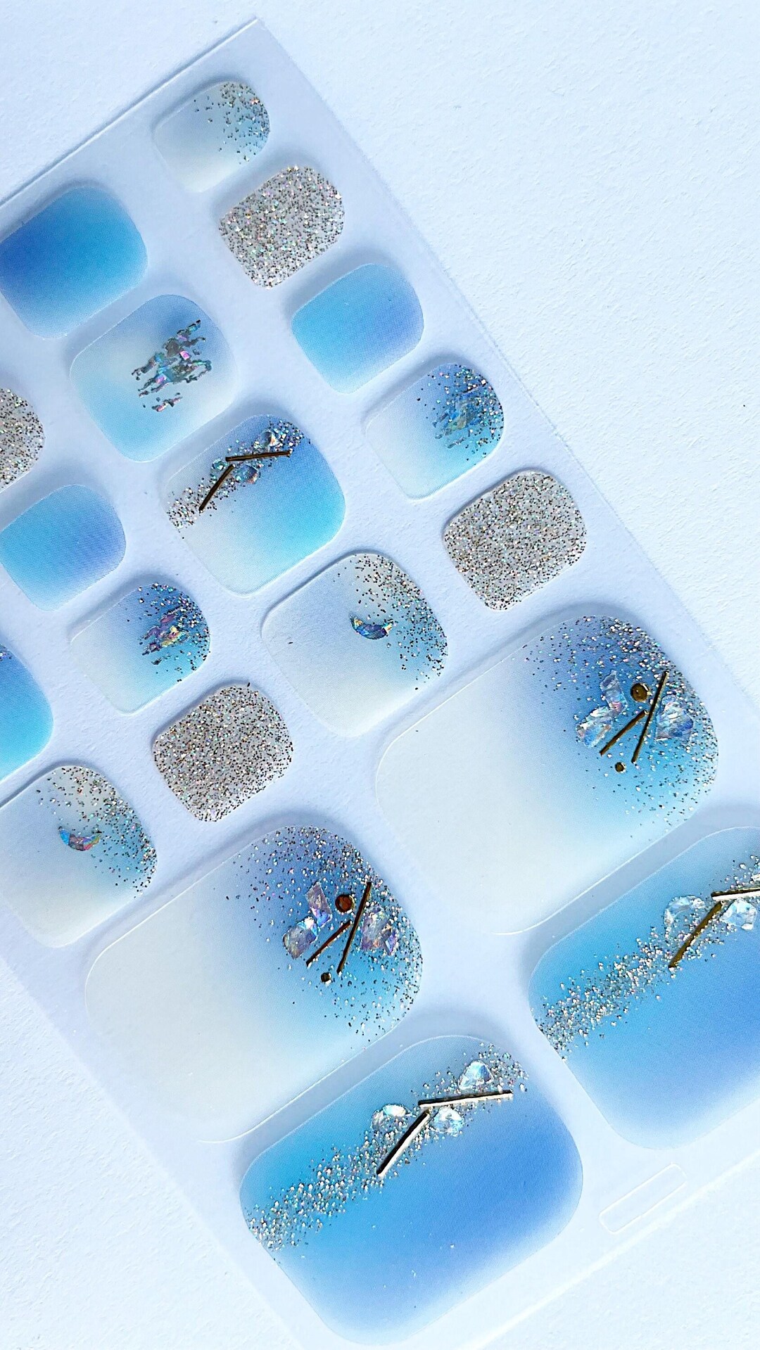 Blue Glitter Toe Nail Polish Strips: Self-adhesive Manicure Decals - Etsy