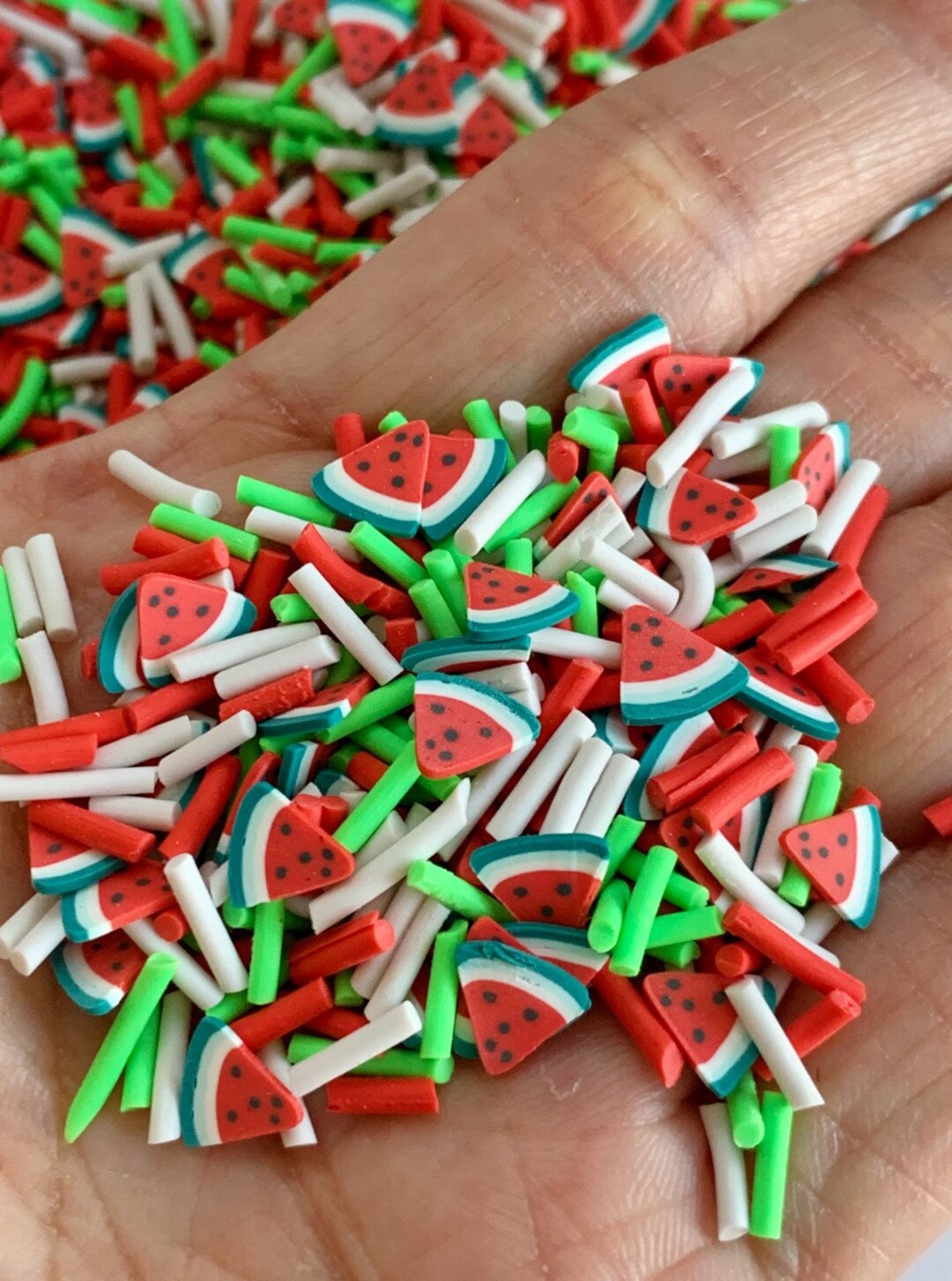WATERMELON SLUSHIE, Polymer Watermelon Clay Mix Slices Sprinkles, Fake ...