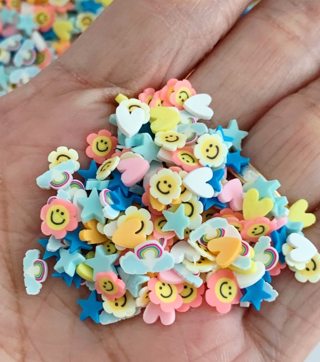 Smiley Flower Clay Slices: Rainbow Star Mix, Slime Resin Fillers - Etsy