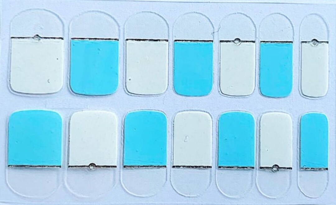 Light Blue White Tips Nail Polish Strips / Nail Wraps / Nail Decals ...