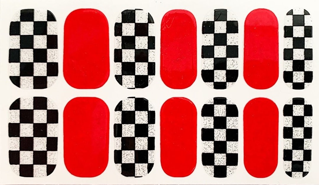 Red Black Checker Board Nail Polish Strips / Nail Wraps / Nail Decals ...