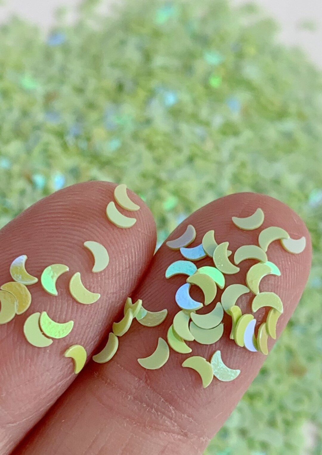 Lime Green Iridescent Moon Moons Party Confetti Chunky Poly Glitter ...