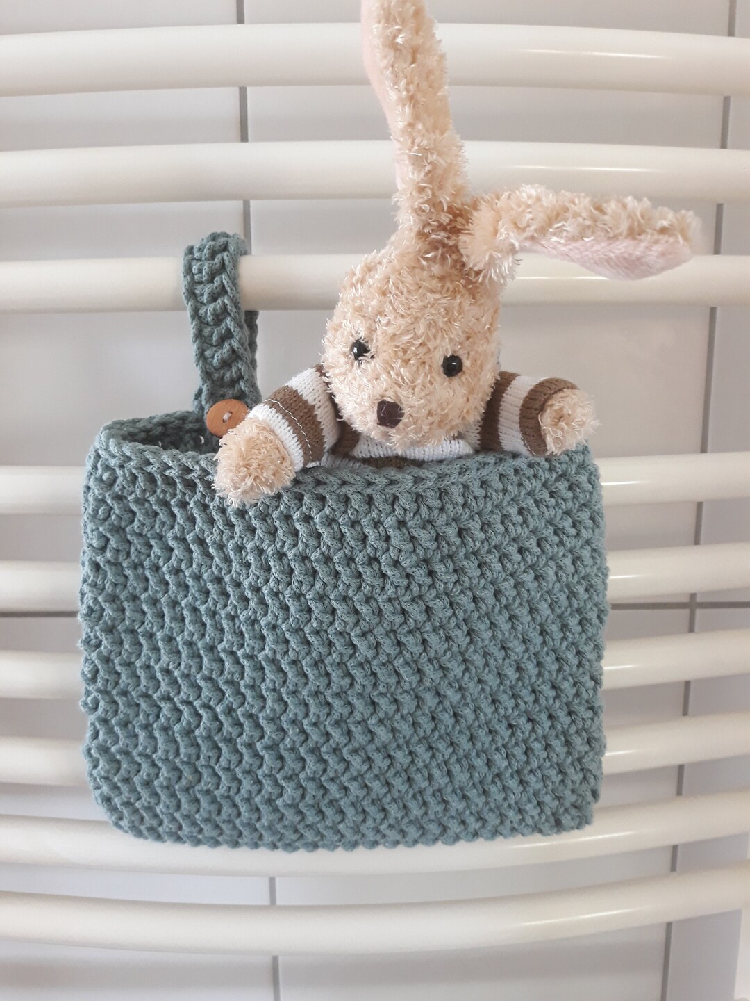 Hanging Utensil Silo, Bed Basket, Baby Bed Organizer, Crocheted, Gift ...