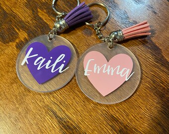 Silver Big Heart Keychains - Etsy