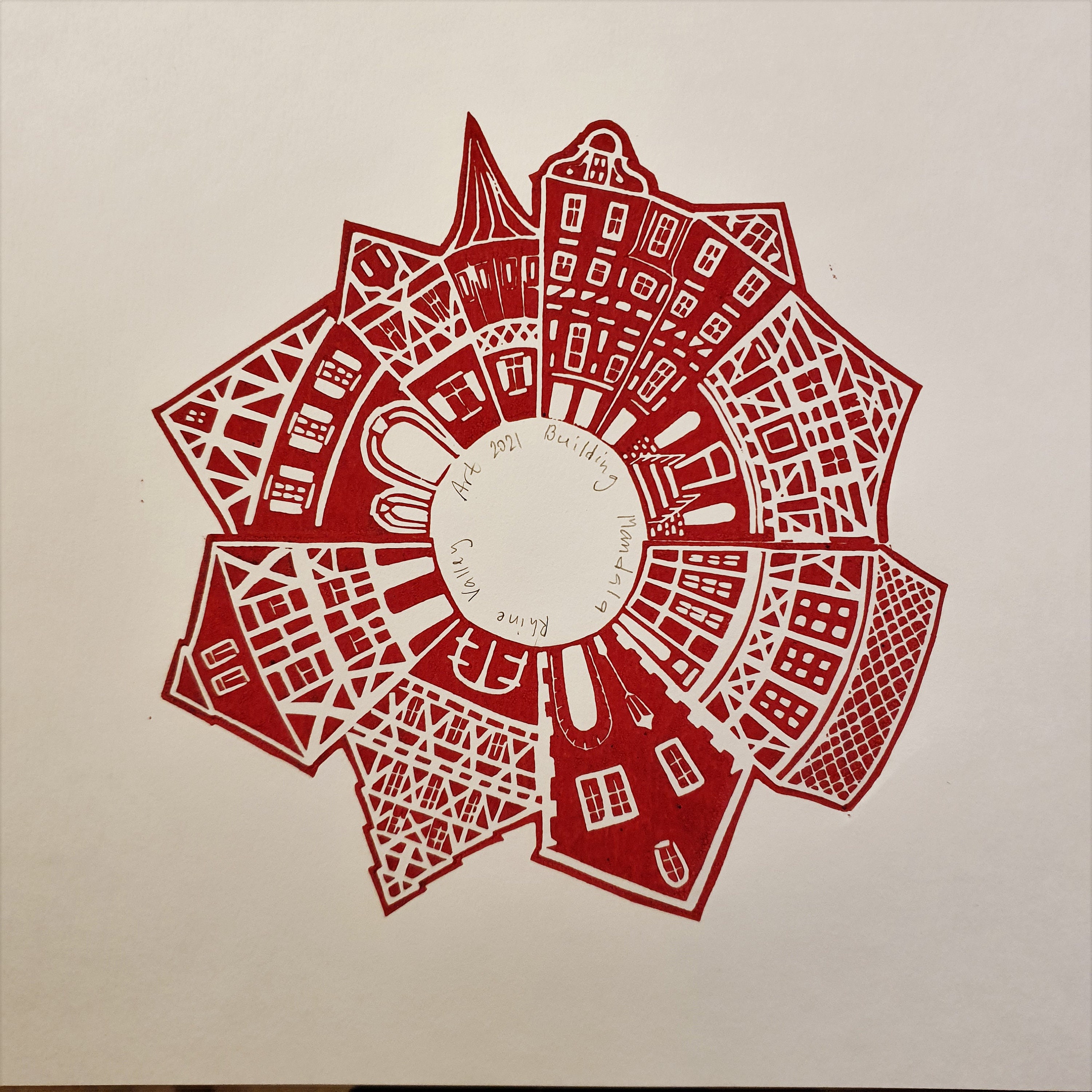 Timber-frame Houses Mandala Linocut Print, Limited Edition, German ...