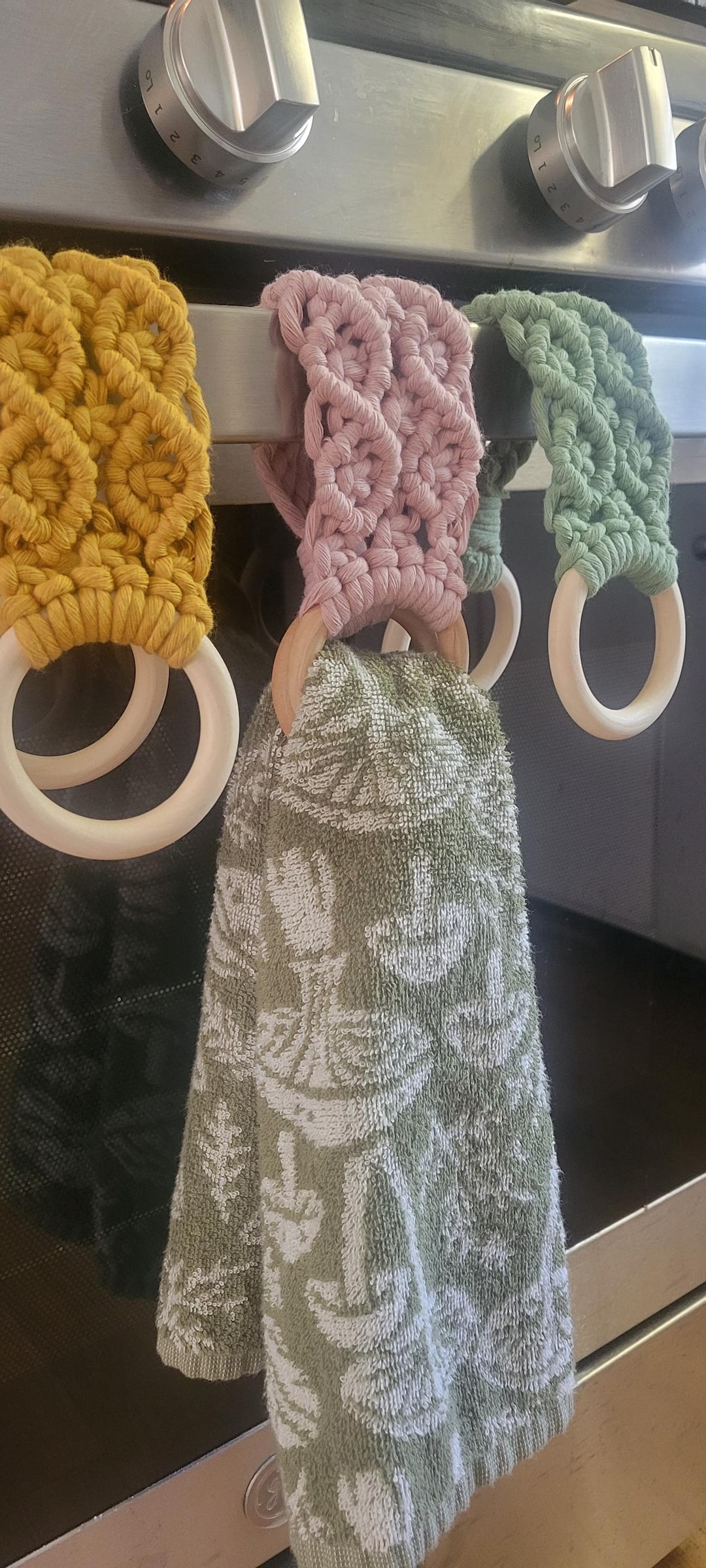 Macrame Dish Towel Holder: Boho Kitchen Decor - Etsy