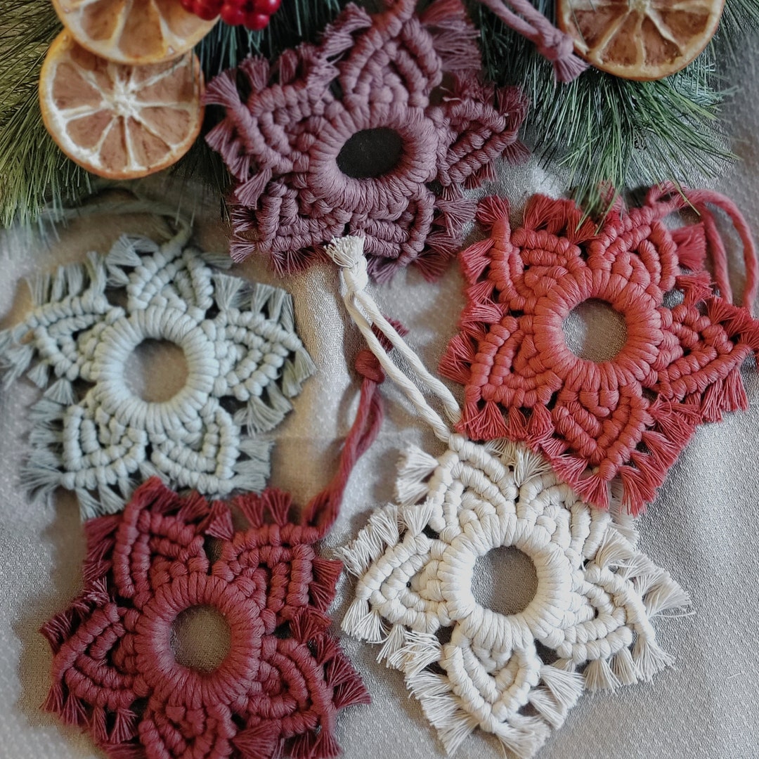 Macrame Ornaments, Macrame Snowflake, Star Ornament, Handmade Ornament ...