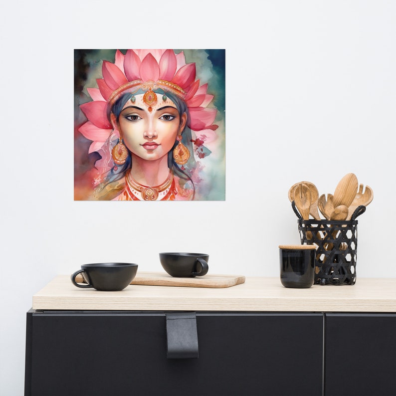 Hindu Goddess Lakshmi Printable Art | Goddess Art | Lakshmi Painting ...