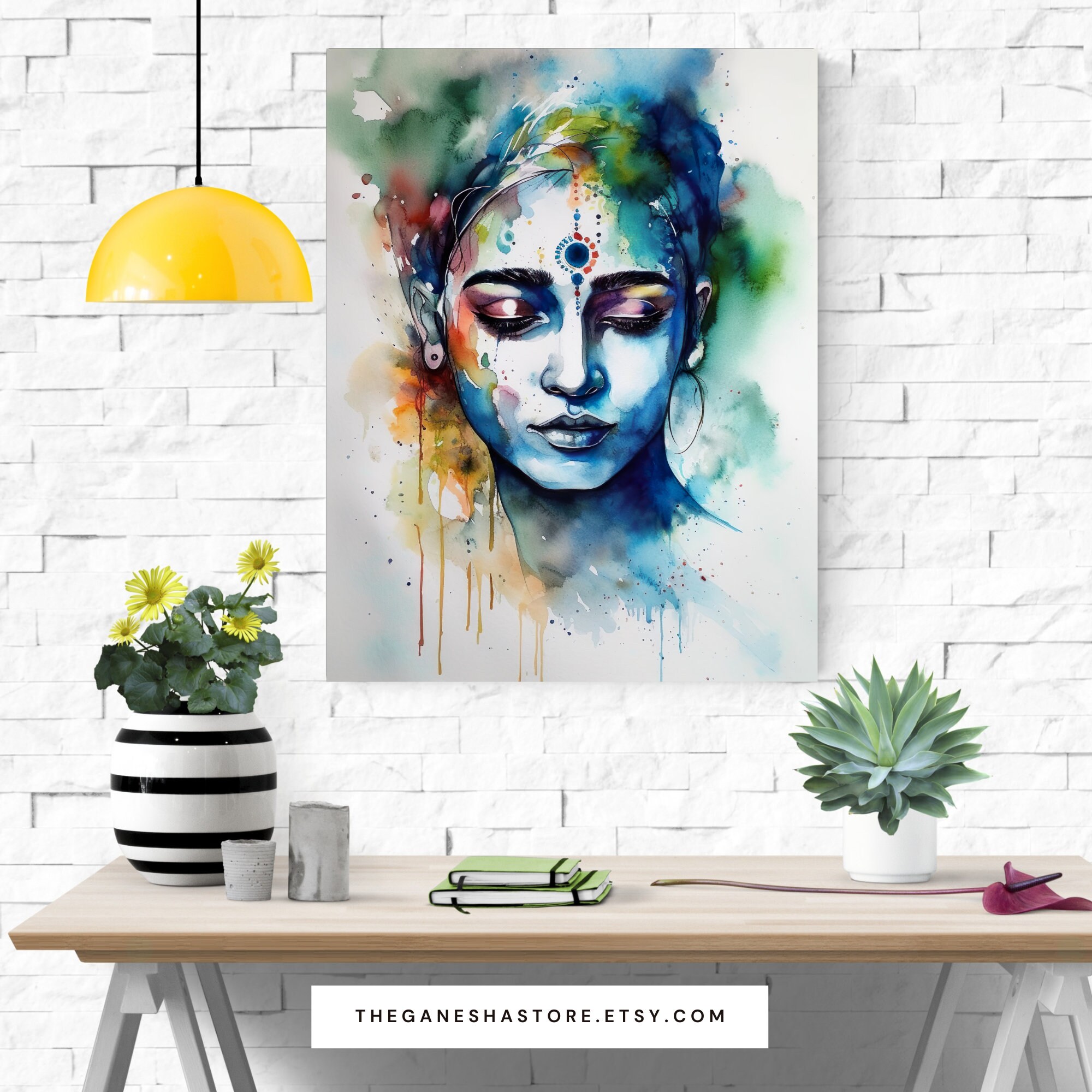 Enchanting Krishna Painting Printable Yoga Art | Krishna Picture ...