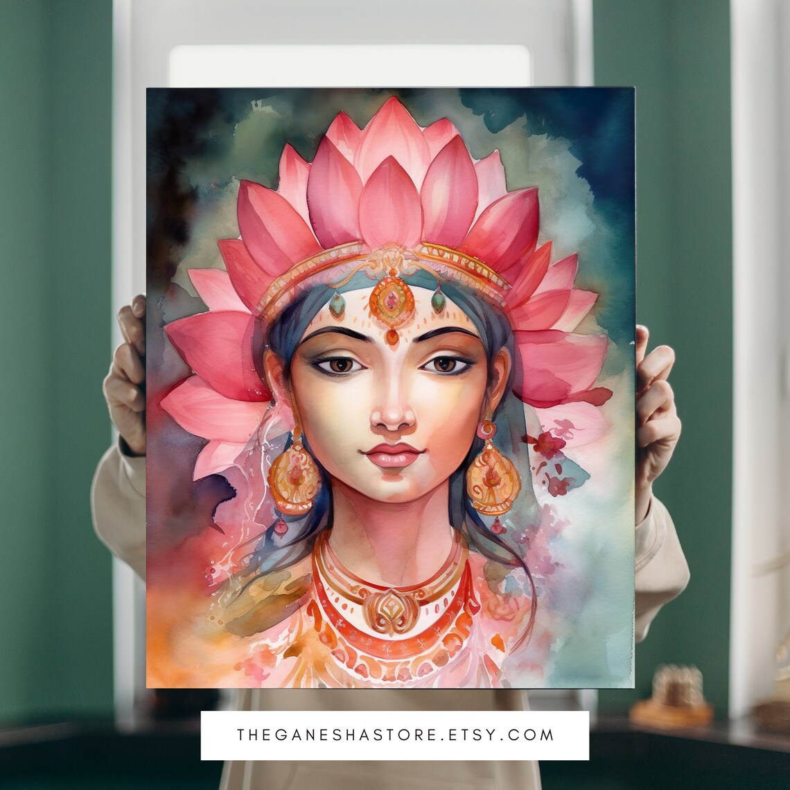 Hindu Goddess Lakshmi Printable Art | Goddess Art | Lakshmi Painting ...
