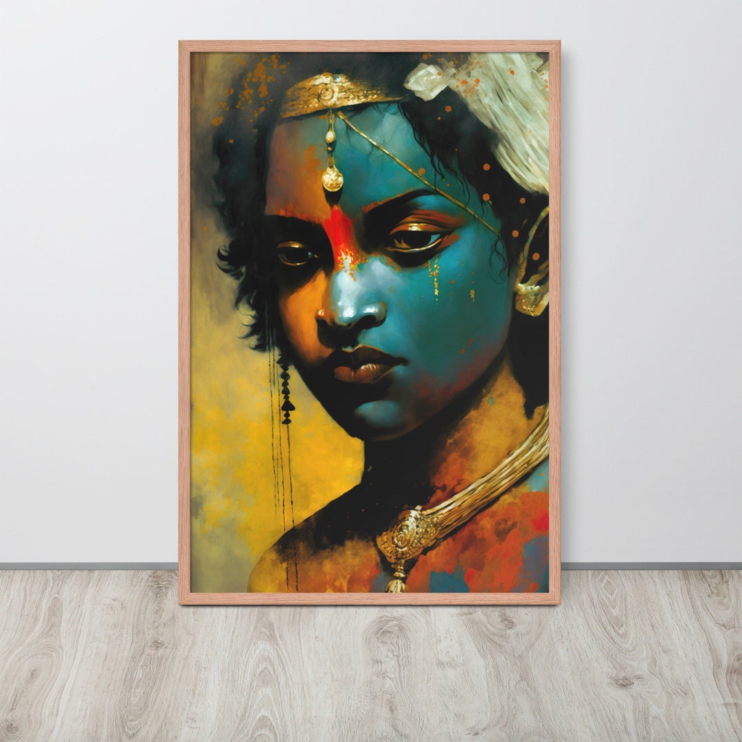 Hindu Boy Krishna Art Print - Modern Spiritual Artwork for Hindu Home ...