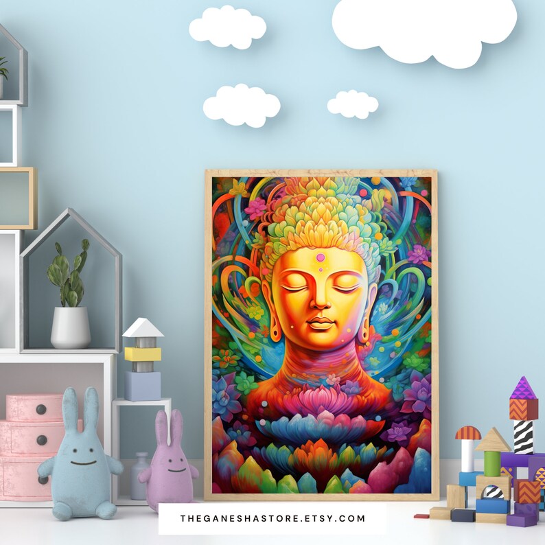 Framed Psychedelic Art Print of Lord Buddha Buddha Painting Hippy ...