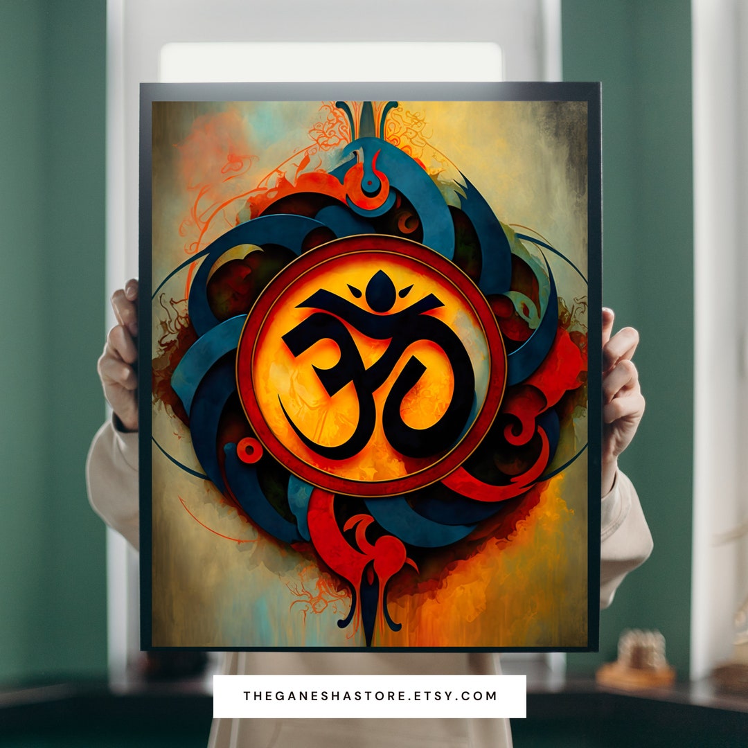 Sacred Aum Symbol Yoga Art for Meditation Rooms, Spiritual Home Decor ...